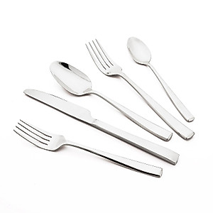 Snplowum 20-piece Silver Cutlery Set, 18/10 Stianless Steel Silverware Heavy Duty Tableware Set Include Dinner Knife/Fork/Spoon, Service For 4, Mirror Polish