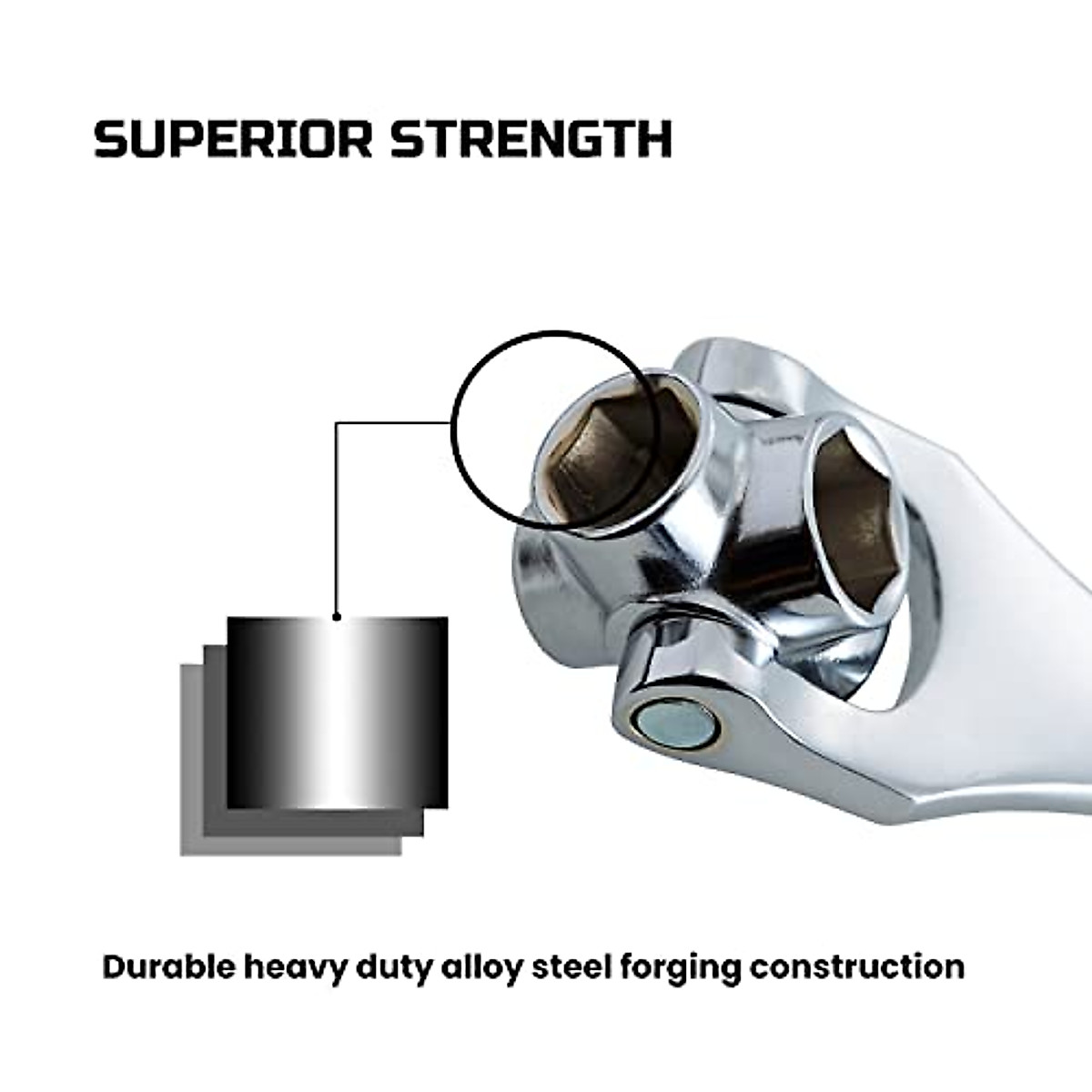 Lichamp 8-in-1 Socket Wrench 8 10 12 13 14 17 19 21, Flexible Dog Bone Multi Functional Hexagon Socket Wrench Spanner, Household Wrench Universal Hand Tool, 360 Degree Rotating Head, Metric 8-21mm