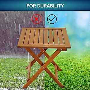 cucunu Outdoor Folding Side Table 18x18“ for Patio, Garden & Camping - Adirondack Table Made of Acacia Wood - Coffee & Dining End Tables