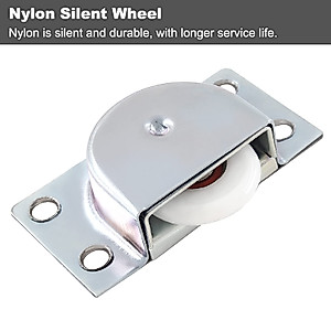 Biaungdo 4 Pairs Sliding Door Pulley, Closet Door Wheels Sliding Door Rollers Wheels Furniture Door Hardware for Cabinet, Wardrobe, Closet