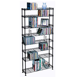 Atlantic Maxsteel 8-Tier Heavy Gauge Steel Wire Storage Shelving, in Black – PN 3020 & Maxsteel 5 Tier Shelving - Heavy Gauge Steel Wire Media Shelving for 275 CDs,152 DVDs, PN3010 in Black