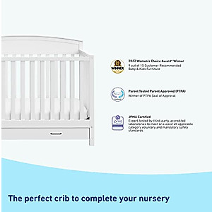 Graco Benton 5-in-1 Convertible Crib with Drawer (White) - Converts from Baby Crib to Toddler Bed, Daybed and Full-Size Bed, Fits Standard Full-Size Crib Mattress, Adjustable Mattress Support Base