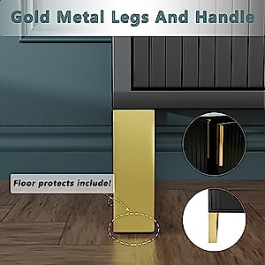 Zevemomo Buffet Sideboard Storage Cabinet for Living Room Coffee Bar Console Table with Adjustable Shelf, 4 Doors, Black