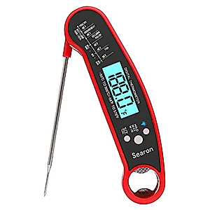 Searon Meat Thermometer for Cooking - FT002R Instant Read Food Thermometer for Kitchen BBQ Grilling Smoker Baking Turkey. (Red + Black)