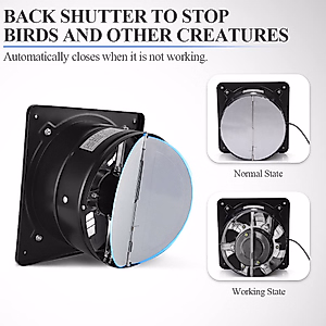 WiseWater 6 Inch Exhaust Fan, 110 V Wall Mounted Exhaust Fan, Low Noise 353 CFM Extractor with Variable Speed Controller for Kitchen, Bathroom, Smoking Room, Garage, Greenhouse, Attic, Farm