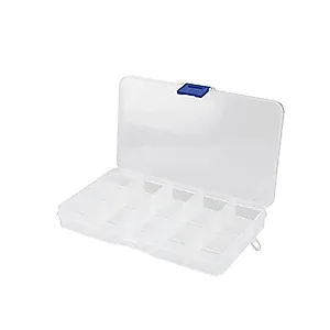 MILEVO jewelry storage box Compact Adjustable 15 Compartment Plastic Storage Box Jewel Case Tool Container