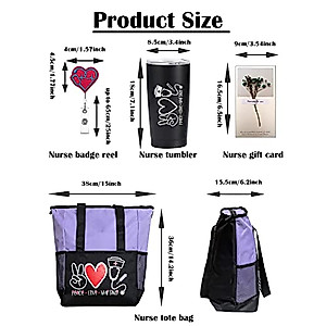 Nurse Accessories for Work Nurse Gifts - Nurse Tote Bag with Stainless-Steel Tumbler, Nurse Badge Reel Gift Card Great Thank You nurse gifts RN Gift and Perfect Graduation Gift Nurse Bag for Work