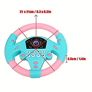 Garosa Simulated Driving Controller 21 x 3.5 x 21cm Co-Driver Simulated Steering Wheel Educational Music Toy for Children Kids 4 5 6 Years Old ( Blue)