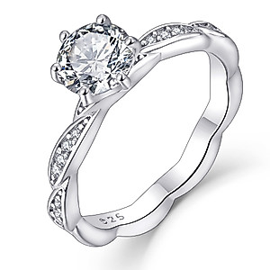 STARCHENIE Cubic Zirconia Twist Rings Sterling Silver Twisted Rope Eternity Engagement Wedding Band for Women