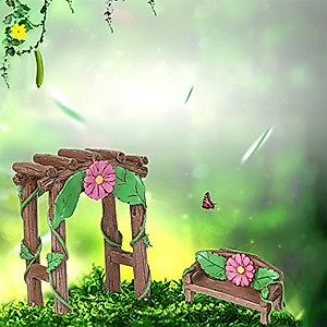 Robkea Fairy Garden, Fairy Garden Miniatures Fairy Garden Accessories Bench & Arch