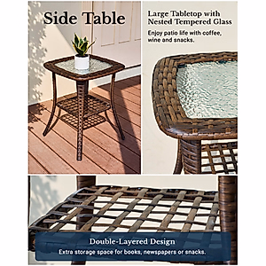 HILLGA Luxury High Back Outdoor Swivel Rocker Patio Chairs Set of 2, with 6-Inch Thick Cushions and Side Table, Ideal for Porch, Poolside, Deck, and Yard in Blue (PRO Version 2.0)