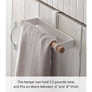 YAMAZAKI Cabinet Door Dish Home Towel Hanger, | Steel + Wood | Kitchen Organizer, One Size, White