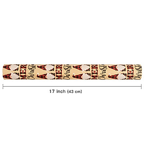 RUSPEPA Kraft Christmas Wrapping Paper Roll - Mini Roll - Red and Black Plaid Gnome Design for Holiday Gift Wrap - 17.5 Inches X 32.8 Feet