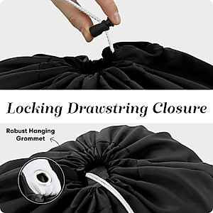 Shoulder Strap Laundry Bag - Drawstring Locking Closure, Durable Nylon Material, Large Capacity, Heavy Duty Stitching, Hands Free Carrying, Perfect for Laundromat or College Dorm. (Black | 30" x 40")