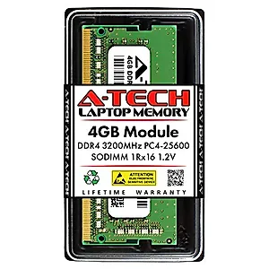 A-Tech 4GB Memory RAM for Dell Alienware Area 51M R2 - DDR4 3200MHz PC4-25600 Non ECC SO-DIMM 1Rx16 1.2V - Single Laptop & Notebook Upgrade Module (Replacement for AA937597)