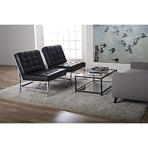 Studio Designs Home Ashlar Slipper, Accent Chair in Black Bonded Leather and Chrome Metal