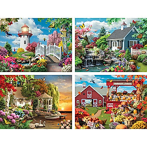 Bits and Pieces – 4-in-1 Multi-Pack - 500 Piece Jigsaw Puzzles for Adults – 500 pc Large Piece Puzzle Set Bundle by Artist Alan Giana - 16" x 20"