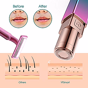 YFSMART Facial Hair Remover for Women, Portable Electric Epilator for Cheeks, Chin, Upper Lip & Arms, Waterproof Hair Trimmer (Black) (S001)