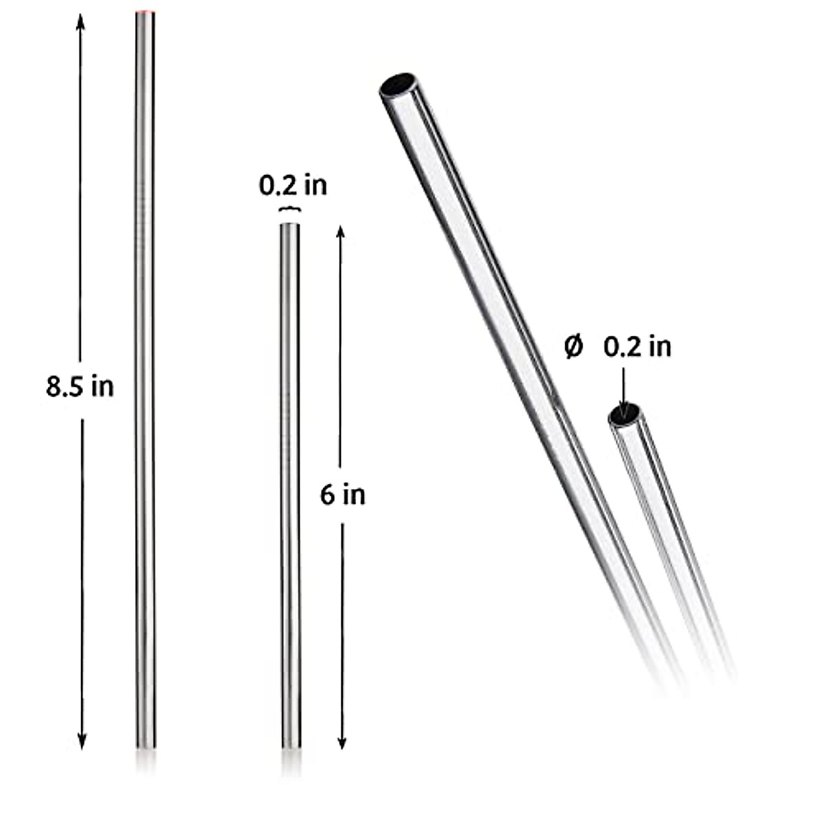 Reusable Straws with Case: 8 Stainless Steel Straws with Straw Cleaning Brush in 2 Sizes – Metal Straws Reusable Stainless Steel – Metal Straw LIVAIA