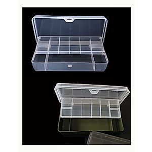 Toasis Fishing Lure Storage Container Organizer Double Layer Tackle Plastic Box (Olive & Clear-2pack)