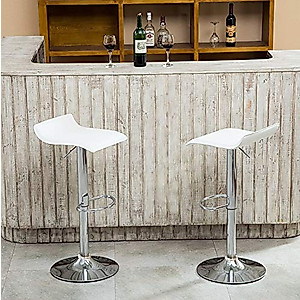 Set of 2 Barstool, Adjustable Swivel Bar Stools with PU Leather and Chrome Base, Gaslift Pub Counter Chairs,White