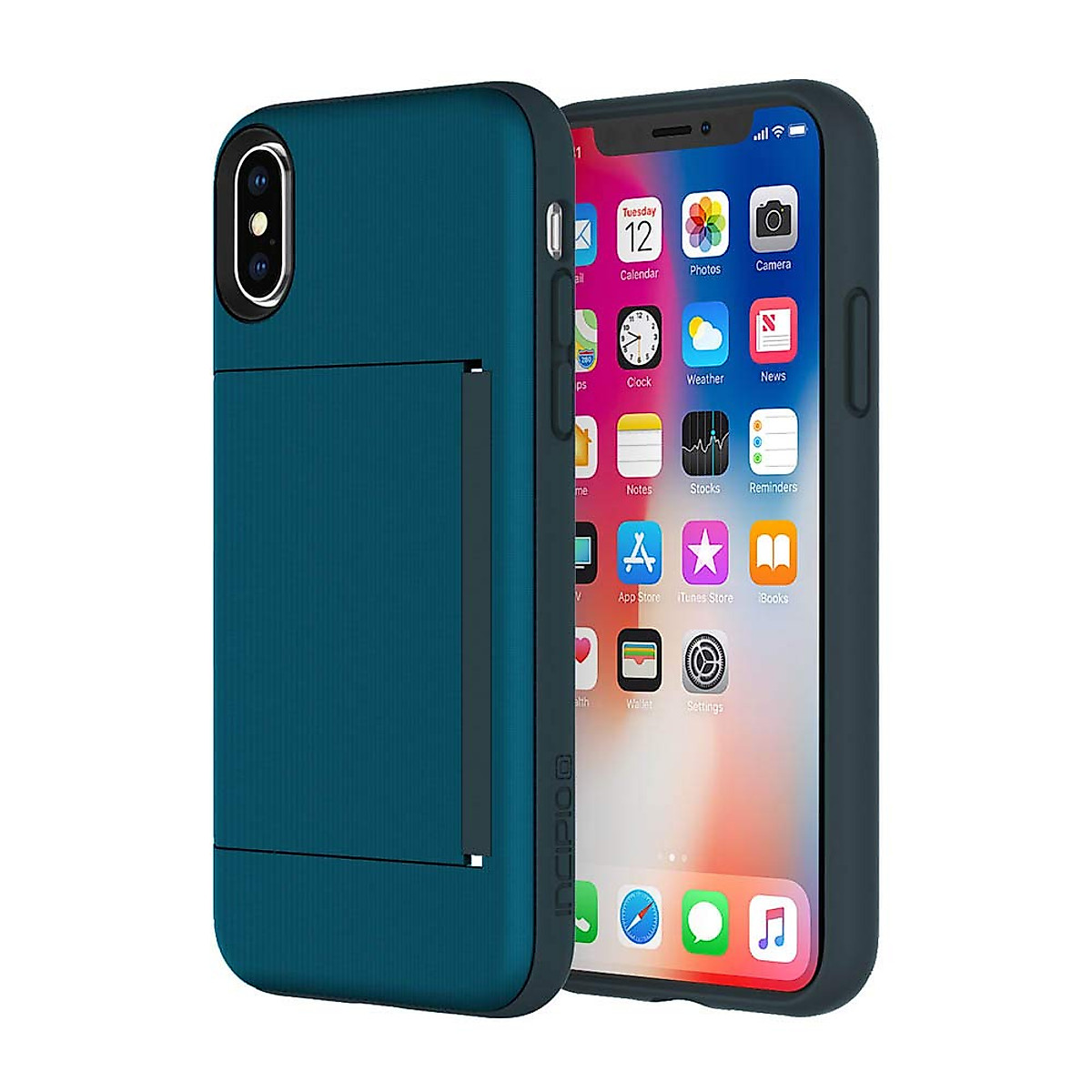 Incipio STOWAWAY - Back cover for cell phone - Plextonium, Flex2O polymer - navy - for Apple iPhone X