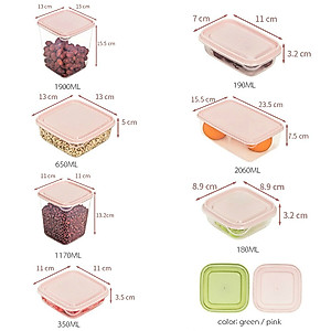 CMJLBM 17 Pack Plastic Food Storage Containers with Lids BPA Free Stackable Transparent Reusable Airtight Kitchen Storage Box for Coarse Cereals and Grains (Pink)