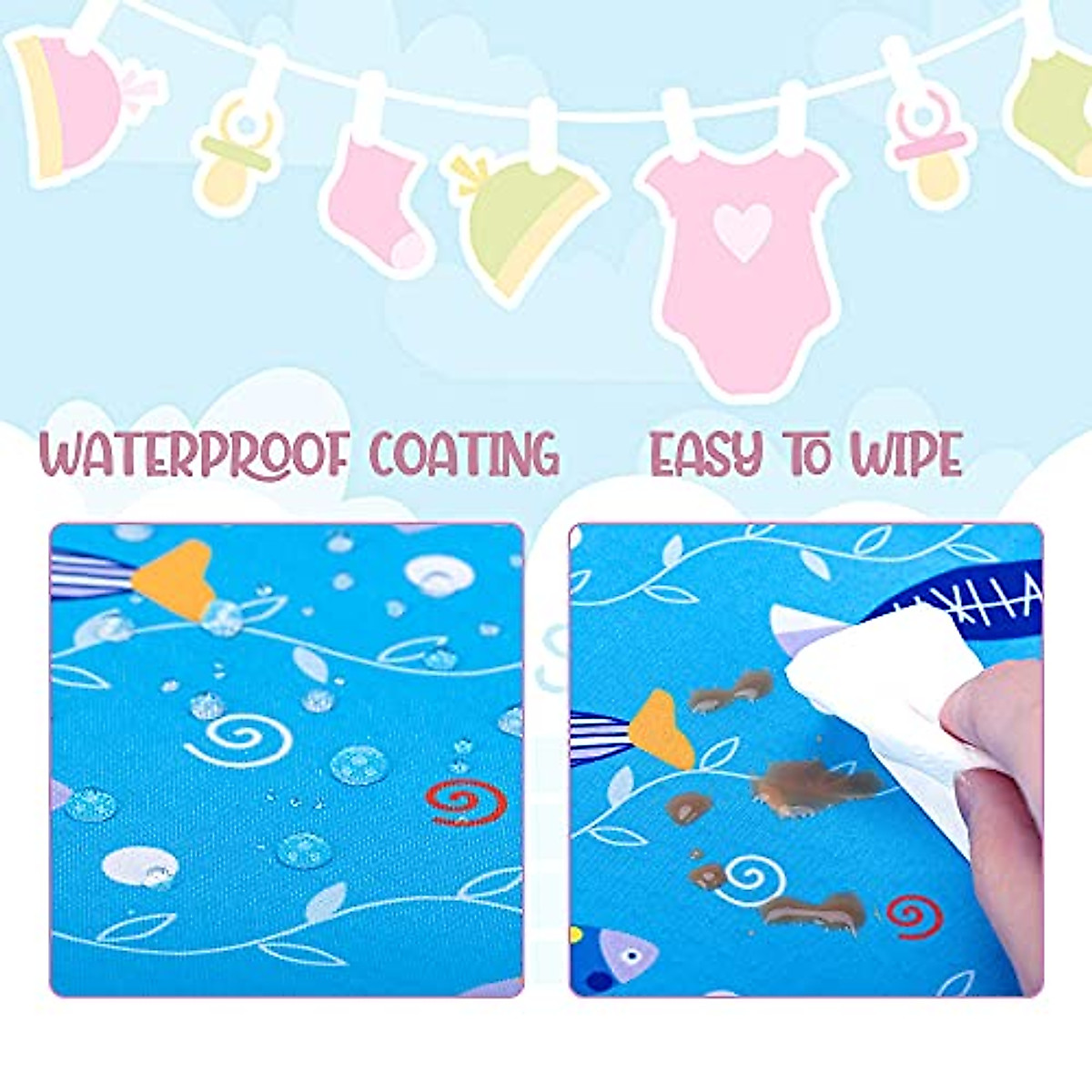 Luxja Splat Mat for Under High Chair (54 in x 54 in), Anti-Slip High Chair Mat, Fish