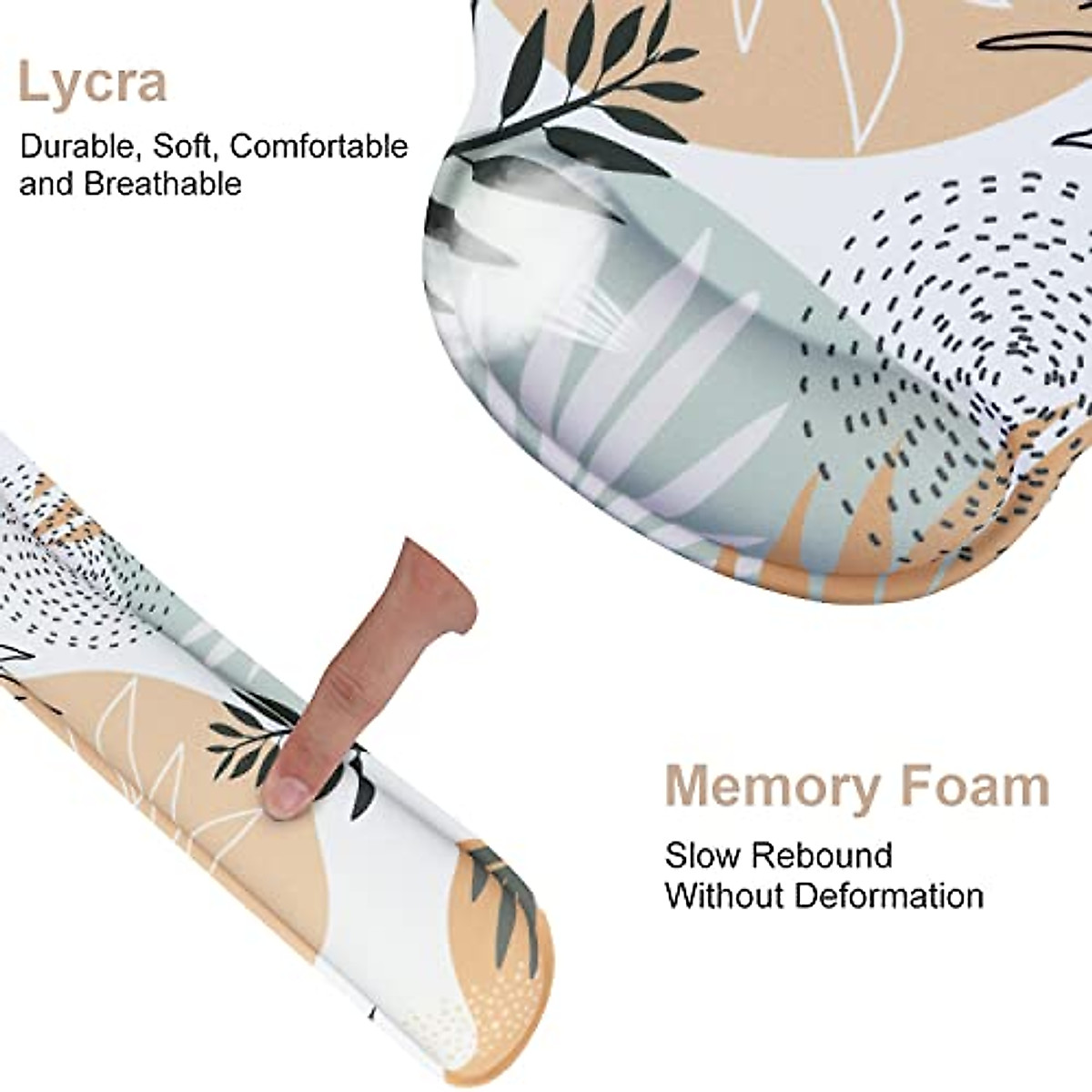 iLeadon Mouse Pad Wrist Support Keyboard Wrist Rest Set, Ergonomic Mouse Pad with Non-Slip Base for Computer Home Office + Coasters, Easy Typing & Pain Relief Mouse Mat, Tropical Leaves