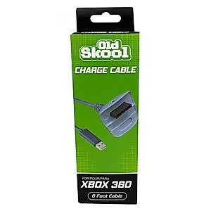 Old Skool Wireless Controller Charging Cable Compatible with Microsoft Xbox 360 White