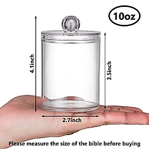 4 Pack Q Tip Holder, Apothecary Jars with Lids, 10 oz Acrylic Qtip Holder Bathroom Set, Cotton Ball Holder, Cotton Swab Holder, Cotton Round Pads Holder Qtip Dispenser Bathroom Jars