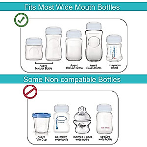 Maymom Screw Lids Aka Travel Caps with Rewritable Sealing Disc Compatible with Avent, Maymom Wide Mouth Bottles; Cap Replace Avent Natural Bottle Sealing Ring and Sealing Disc, 6pcs. (Blue)