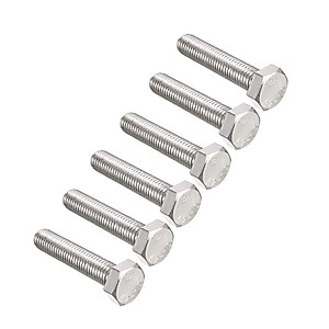 6 Pcs M10 Hex Bolt M10-1.5 x 50mm UNC Hex Head Screw Bolts A2-70(304) Stainless Steel Fully Threaded Hex Tap Bolts，Plain Finish，Fully Threaded (M10 x 50mm)