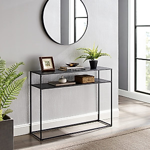 Crosley Furniture Braxton Sofa Console Table with Storage Shelf for Hall, Entryway, or Living Room, Matte Black