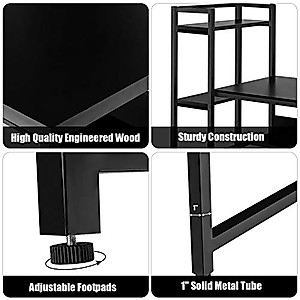 Tangkula 59-Inch Computer Desk with Bookshelf, Home Office Desk with Storage Bookshelf, Metal Frame & Adjustable Foot Pads, Space Saving Computer Workstation Study Writing Desk