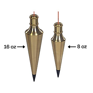 AWF PRO Plumb Bob Kit - 16 oz and 8 oz Solid Brass Plumb Bobs, 14 ft Retractable Line Reel with Magnetic Base, 2 Pencils, Pencil Sharpener, Carrying Case