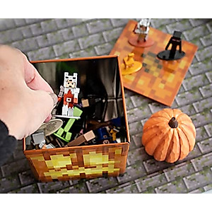 MINECRAFT Jack O'Lantern 4-Inch Tin Storage Box Cube Organizer with Lid | Basket Container, Cubby Cube Closet Organizer, Home Decor Playroom Accessories | Video Game Toys, Gifts And Collectibles