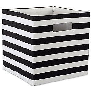 DII Polyester Cube Storage Collection Collapsible Hard Sided Bin, 13x13x13, Black