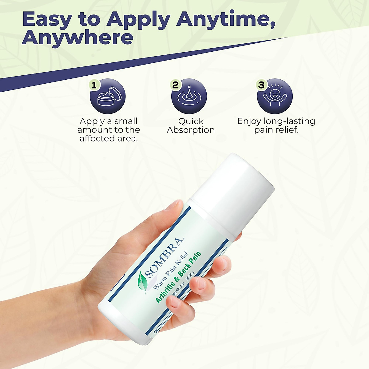 Sombra Original Warm Therapy Gel Cool to Warm Relief for Arthritis and Chronic Pain Pre-Workout Muscle Rub Vegan Formula Free of Artificial Fragrances, Dyes, NSAIDs, Wax, Petroleum, Alc - 3oz Per Roll