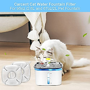 Carcent Cat Water Fountain Filter, 16 PCS Pet Fountain Replacement Filters - 8 Pack Replacement Pre-Filter Sponges & 8 Pack Replacement Filters for 95oz and 67oz Automatic Pet Water Fountain