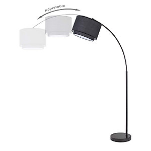 Major-Q Modern 81" Arc Tall Living Room-Stand Up Arching Drum Shade Large Floor Lamp for Dinning/ Bedrooms-Corner Lamp for Office Lighting Black