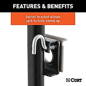 CURT 28302 Weld-On Bracket-Style Swivel Trailer Jack, 2,000 lbs. 10 Inches Vertical Travel