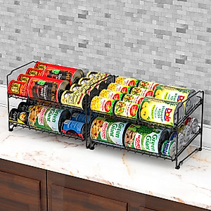 2 Pack SimpleHouseware 2 Tier Can Rack, Black