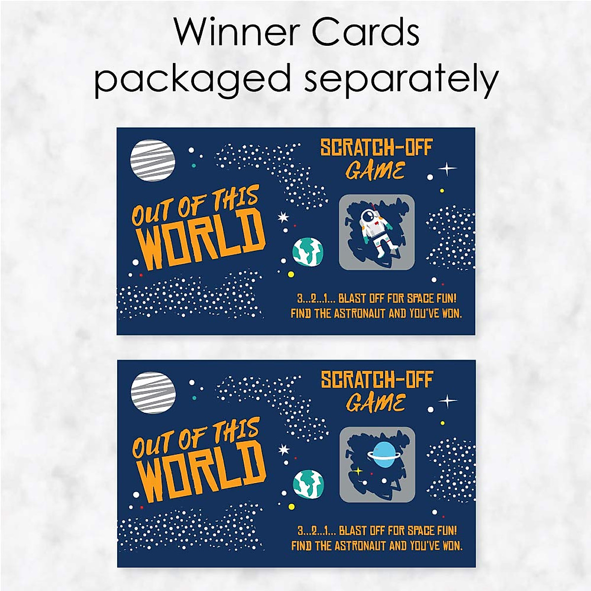 Blast Off to Outer Space - Rocket Ship Baby Shower or Birthday Party Game Scratch Off Cards - 22 Count