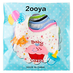 2ooya 7Pcs Cotton Waterproof Baby Bibs Adjustable Hook Loop Closure Babies Bib Unisex Multicolor Newborn Baby Infant Food Bibs Drooling Feeding Eating Teething Bib Keepsake Gift for Baby（6-12 Months）
