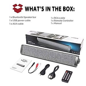 ASIYUN Sound Bar, Wired and Wireless Bluetooth 5.0 Audio Speaker Surround Sound Home Theater Built-in Subwoofers for TV/PC/Phones/Tablets with Remote Control (Support Device with AUX/RCA/USB Function)
