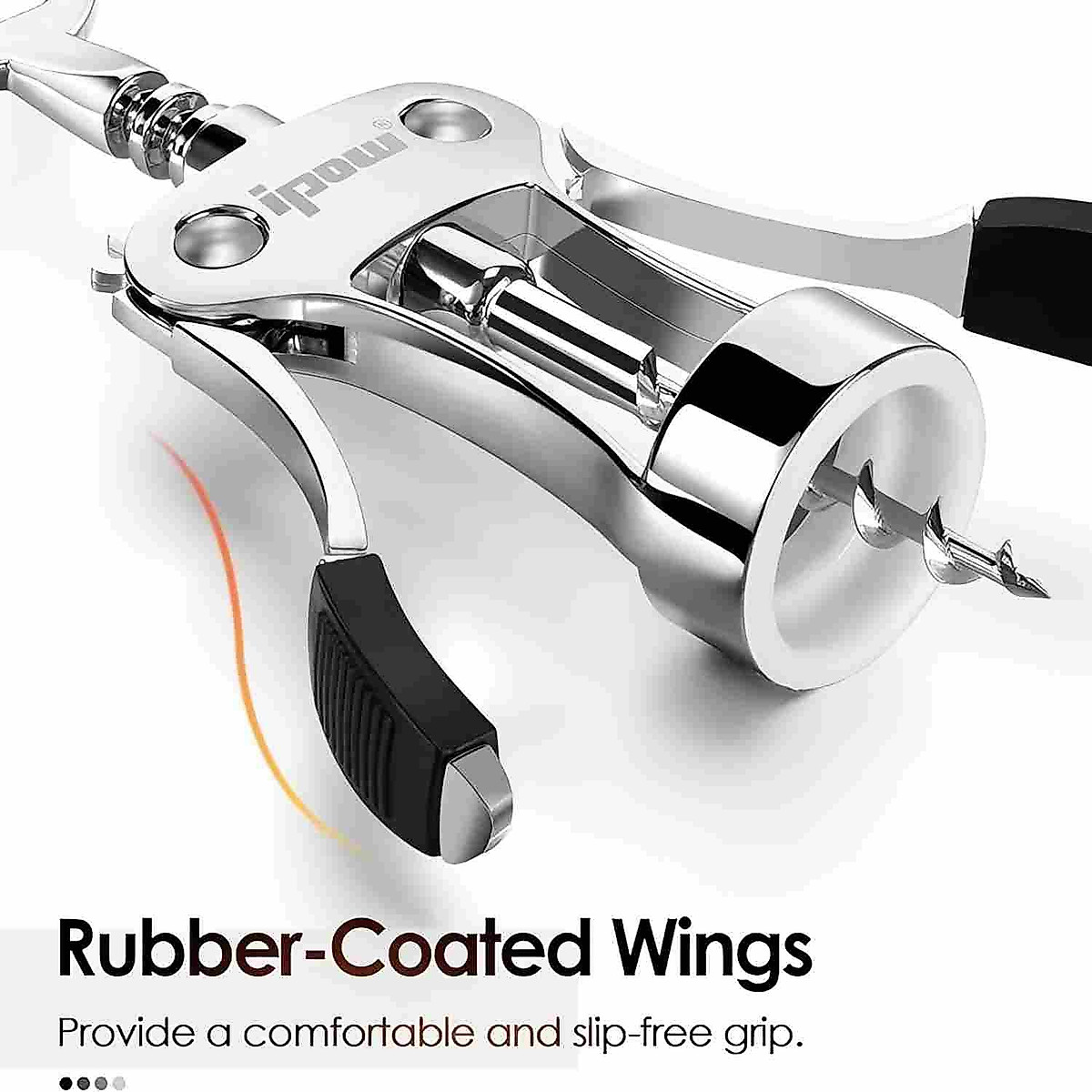 IPOW Wine Opener, Zinc Alloy Wine Bottle Opener, Wing Corkscrew Heavy Duty, Manual Multifunctional Cork Screw for Waiter, Silver