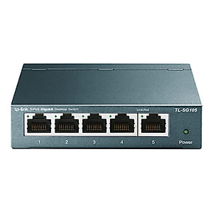 TP-Link 5 Port Gigabit Ethernet Switch and Amazon Basics Cat6 Ethernet Patch Cable Bundle