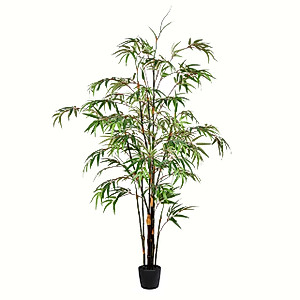 Vickerman Everyday 5' Artificial Potted Black Japanese Bamboo Tree - Premium Lifelike Faux Plant for Home or Office Decor - Maintenance Free Bamboo Tree