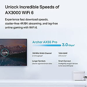 TP-Link AX3000 WiFi 6 Router (Archer AX55 Pro) - Multi Gigabit Wireless Internet Router, 1 x 2.5 Gbps Port, Dual Band, VPN Router, OFDMA, MU-MIMO, USB Port, WPA3, Compatible with Alexa